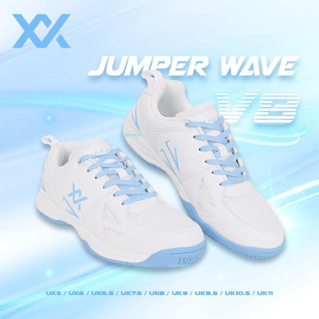 MAXX BADMINTON SHOES JUMPER WAVE V8 (White/Blue) | Shopee Philippines