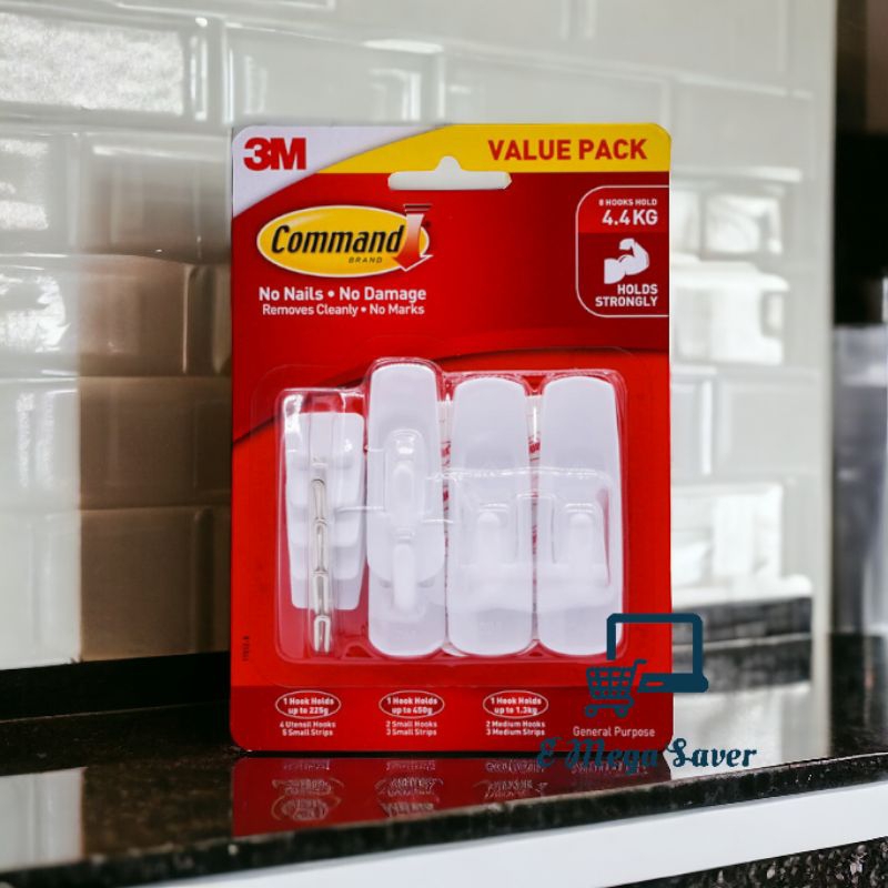 3M Command General Purpose Mixed Hanging Hooks Value Pack | Shopee ...