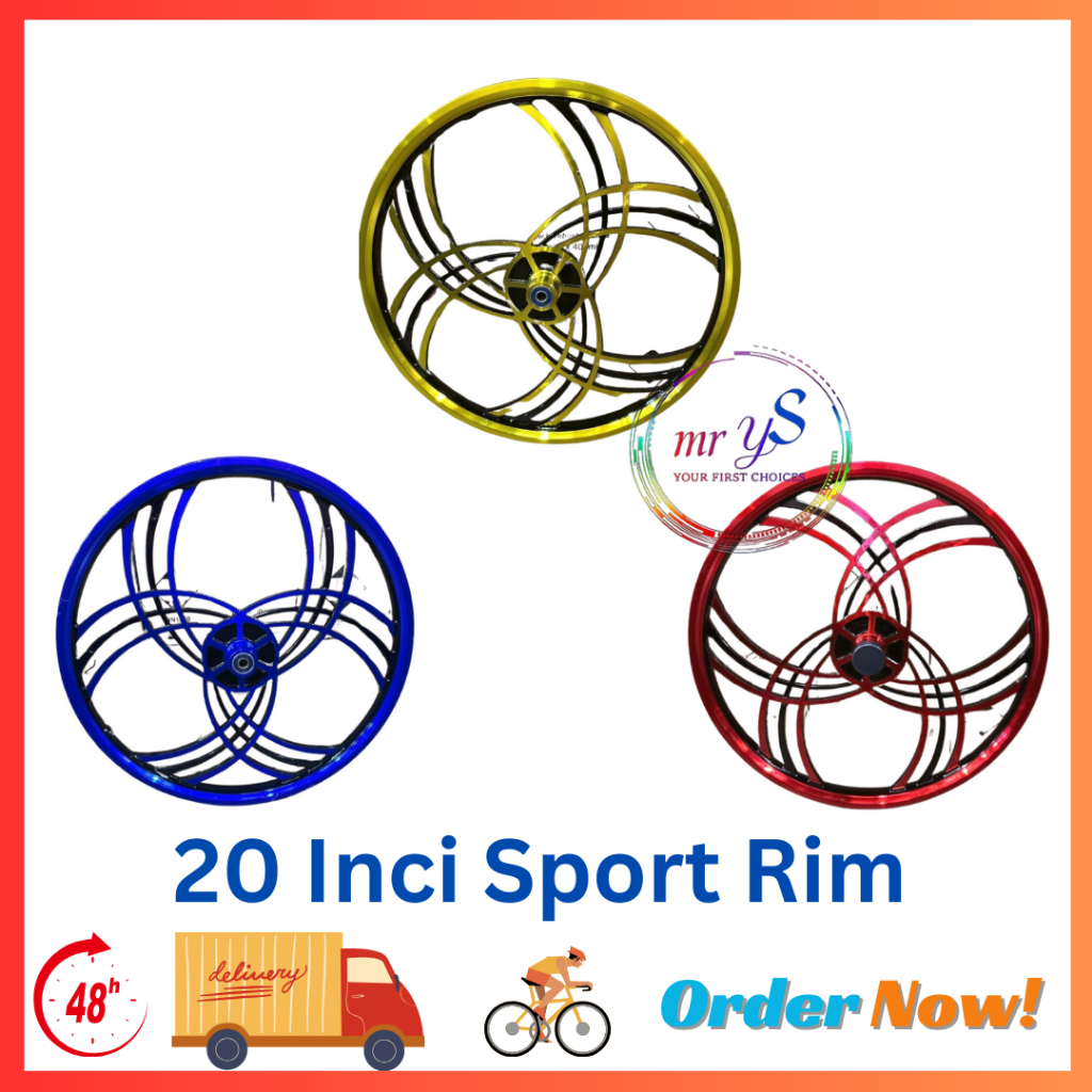 Sport Rim Alloy 20 Inci Basikal Rim Color Biru Merah Emas Basikal Rim ...