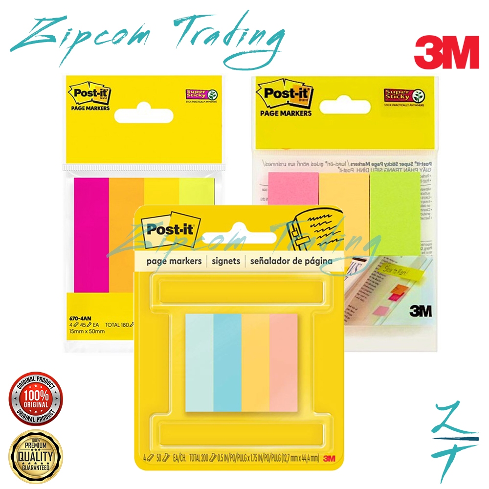 3M Post-it Super Sticky Notes Page Markers (Assorted pads) | Shopee ...