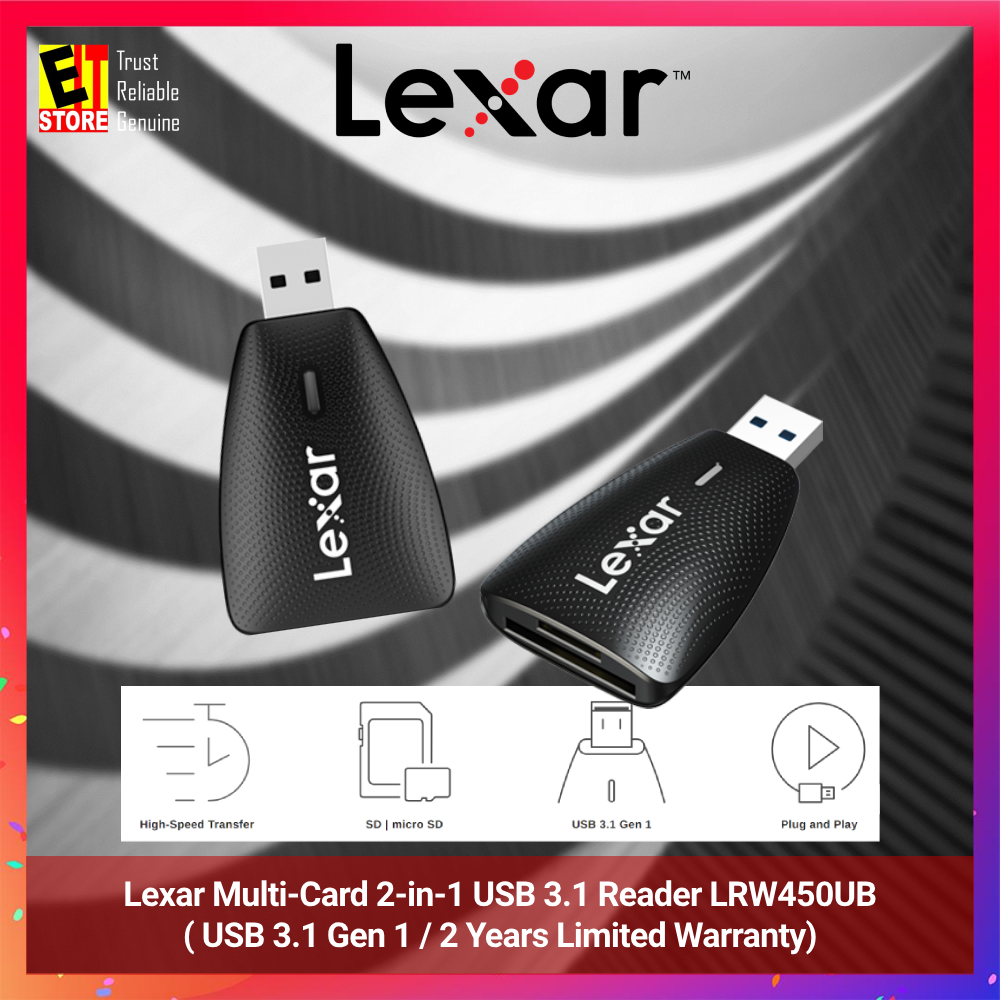 Lexar Multi-Card 2-in-1 USB 3.1 Reader LRW450UB ( USB 3.1 Gen 1 / 2 ...