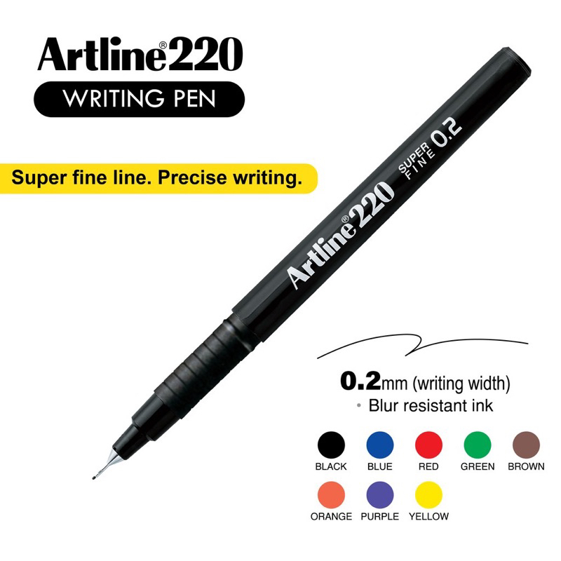 Artline 220 Writting Pen 0.2mm/ Drawing Pen / Sign Pen / 0.2mm Super ...