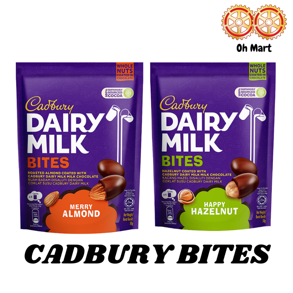 Cadbury Dairy Mlik BITES MerryAlmond/HappyHazelnut -50g | Shopee ...