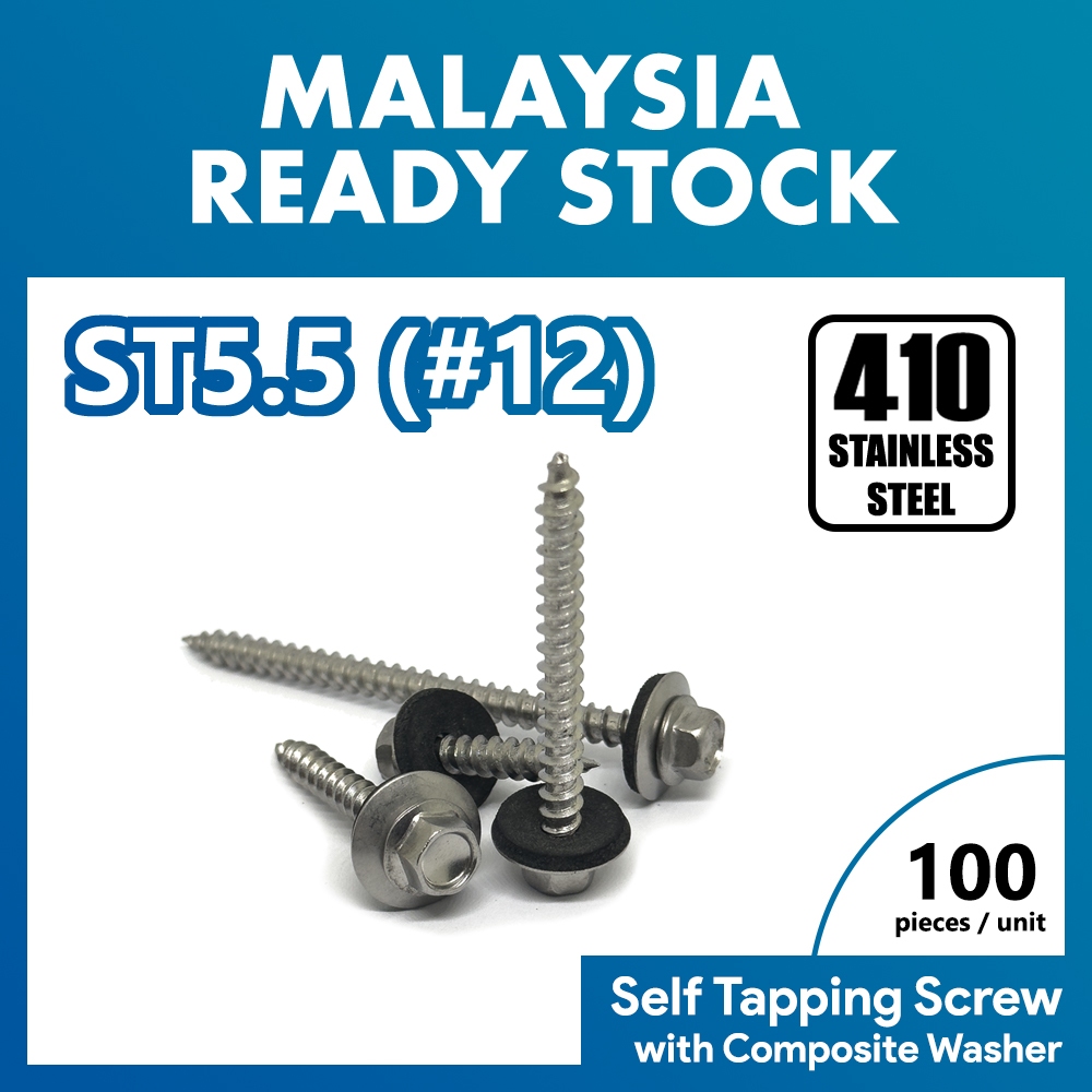 [New Arrival] ST5.5 Hex Self Tapping Screw with Composite Washer 410 Stainless Steel Roof ...