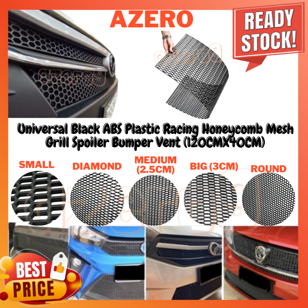 Universal Black ABS Plastic Racing Honeycomb Mesh Grill Spoiler Bumper ...