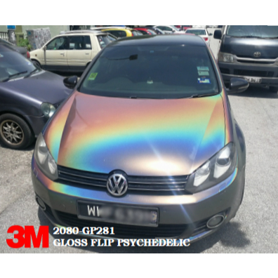 3M 2080 Gloss Flip Psychedelic Vinyl Wrap Film GP281 Silver/ Rainbow ...