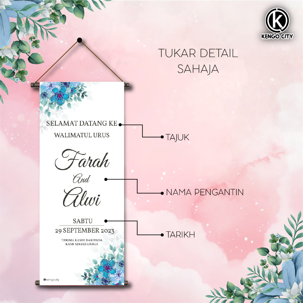 Bunting Kahwin - Banting Kawin - Wedding - - Marriage Majlis - Blue ...