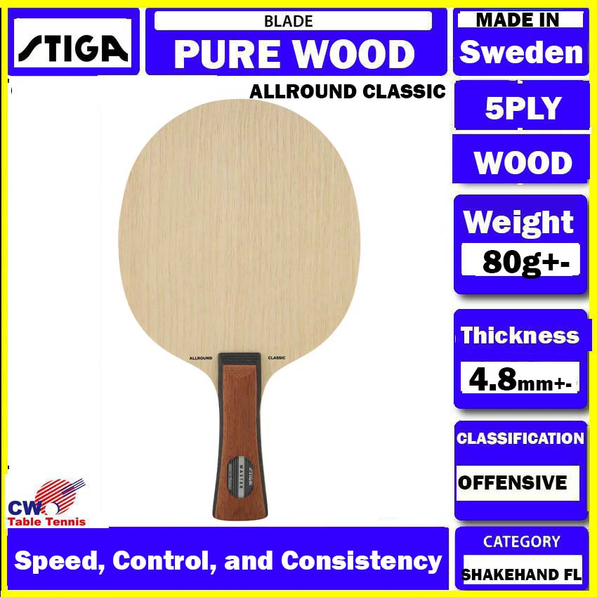 STIGA Allround Classic Wooden Blade -5Ply wood TableTennis Bat Ping ...