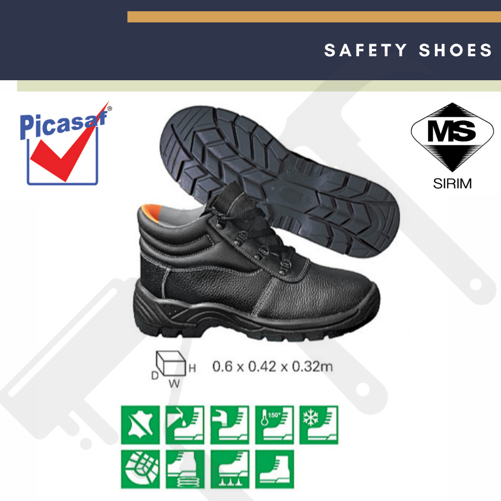 PICASAF 1021 Safety Shoes Mid Ankle Cut SIRIM Kasut Keselamatan ...