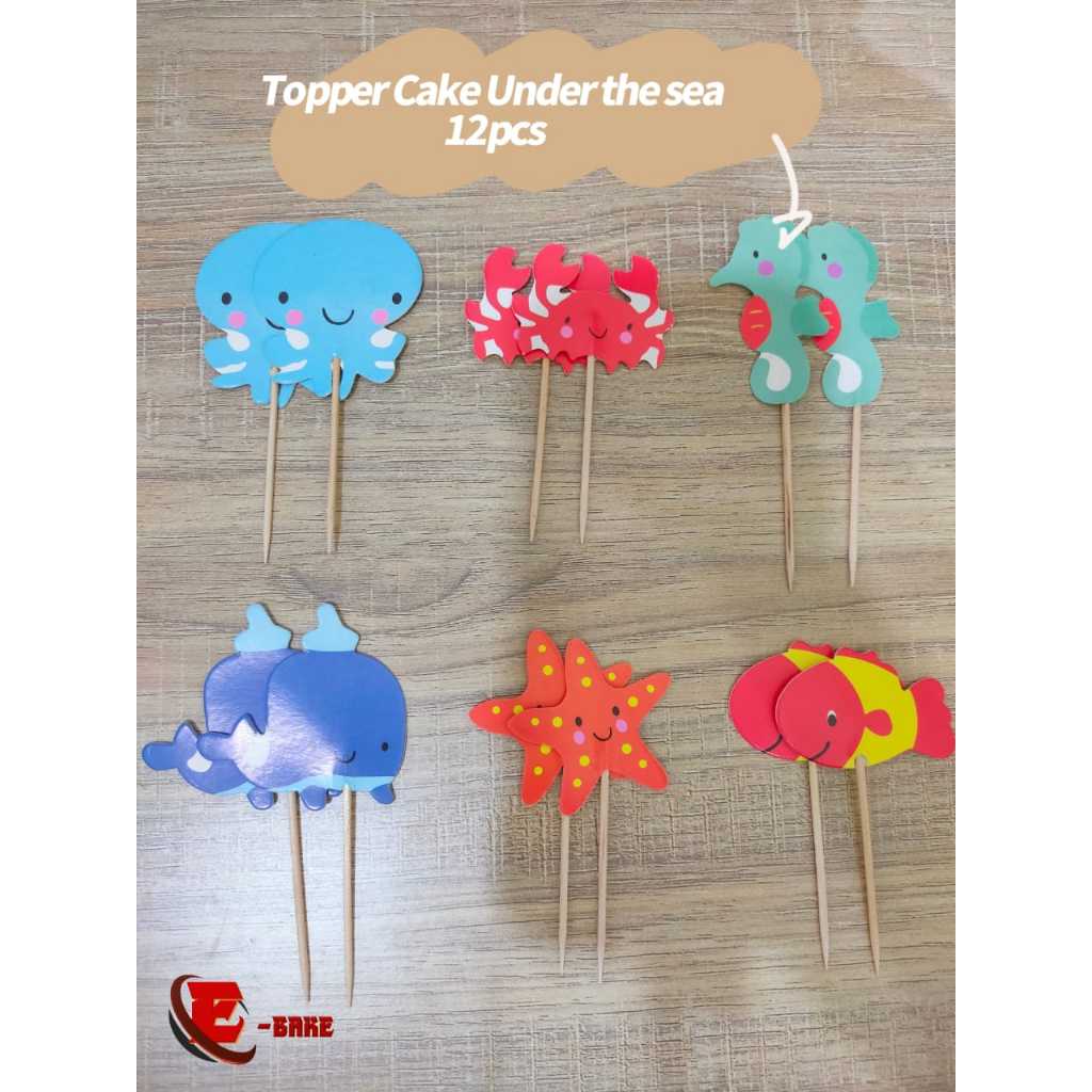 CAKE CARTOON TOPPER ONE SET 12 PCS UNDER THE SEA PCT555 | Shopee ...