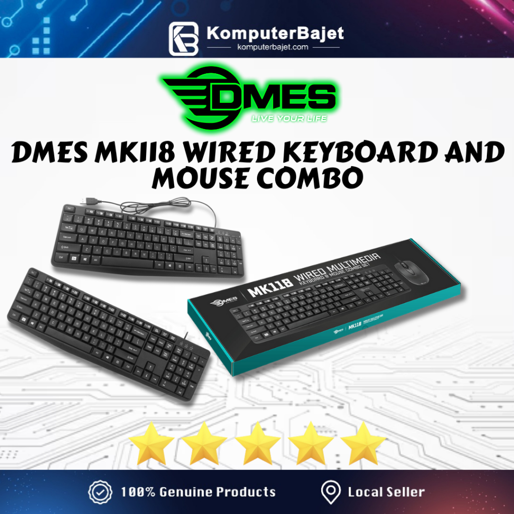 DMES MK118 Wired Combo Keyboard + Mouse with USB Port Connection ...