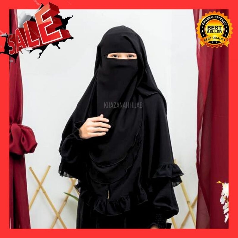 Niqab 2layer labuh , niqab furdah half,niqab curve, niqab 3 layer ...
