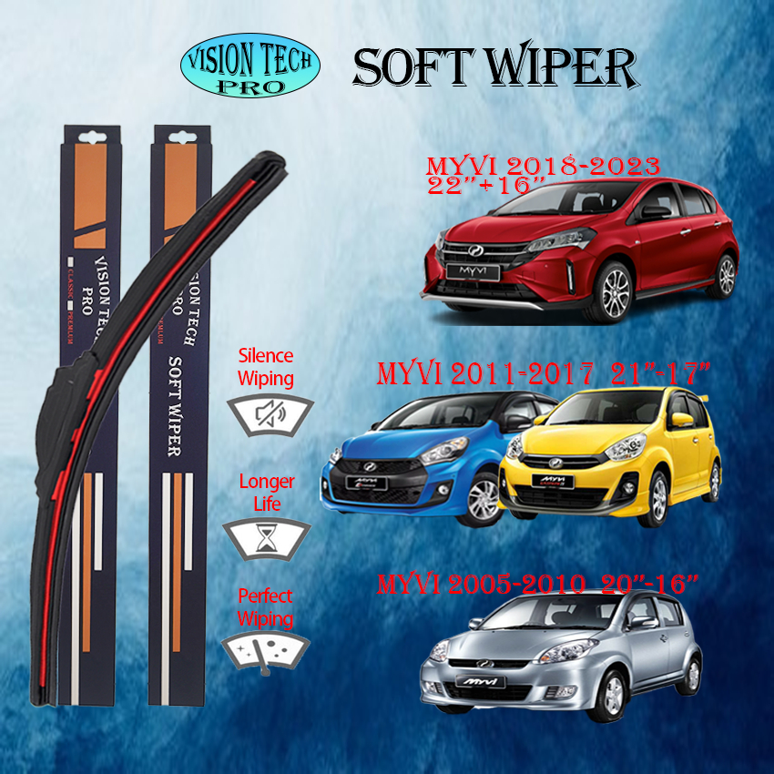 Premium Rubber Wiper Perodua Myvi ("22+16") (21"+17") (20"+16 ...