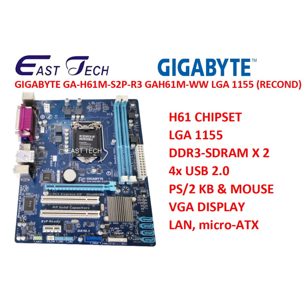 Asus GigaByte H61 Socket 1155 Motherboard (TESTED ) Intel 2nd Gen 3rd ...