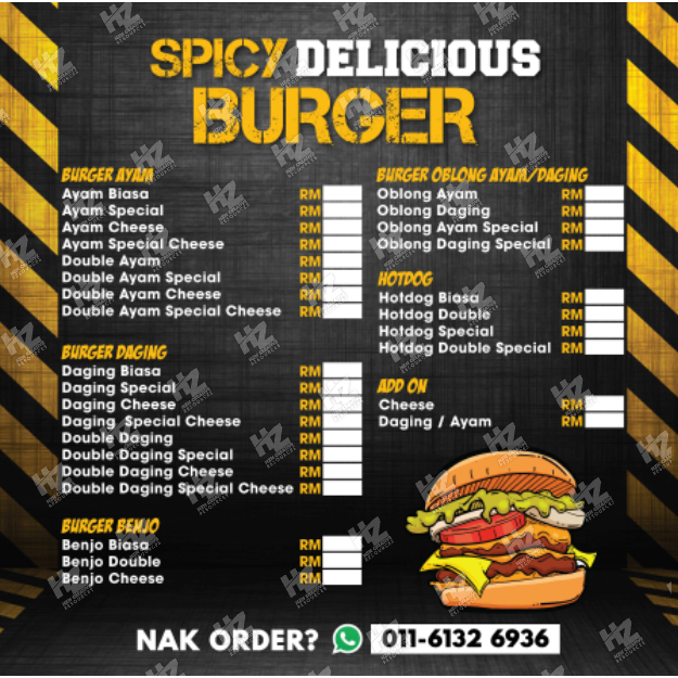 Sticker Cermin Stall Burger (MENU) | Shopee Philippines