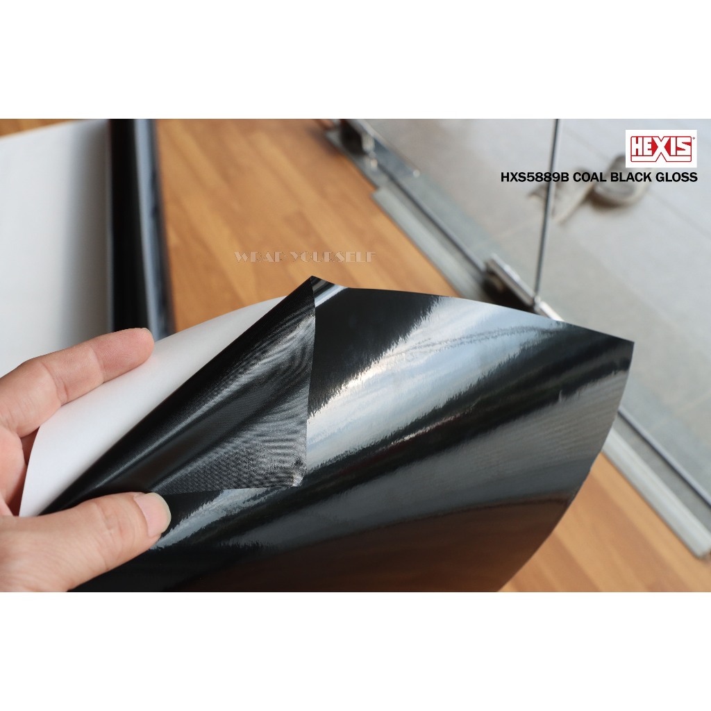 HEXIS Vinyl Wrap HXS5889B COAL BLACK GLOSS Stickers Film BIKE LAPTOP ...