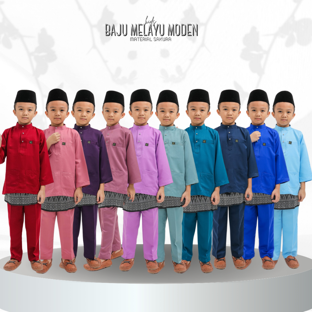 Baju Melayu Budak + Sampin In 10 colour I Baju Melayu Moden I Raya 2024 ...