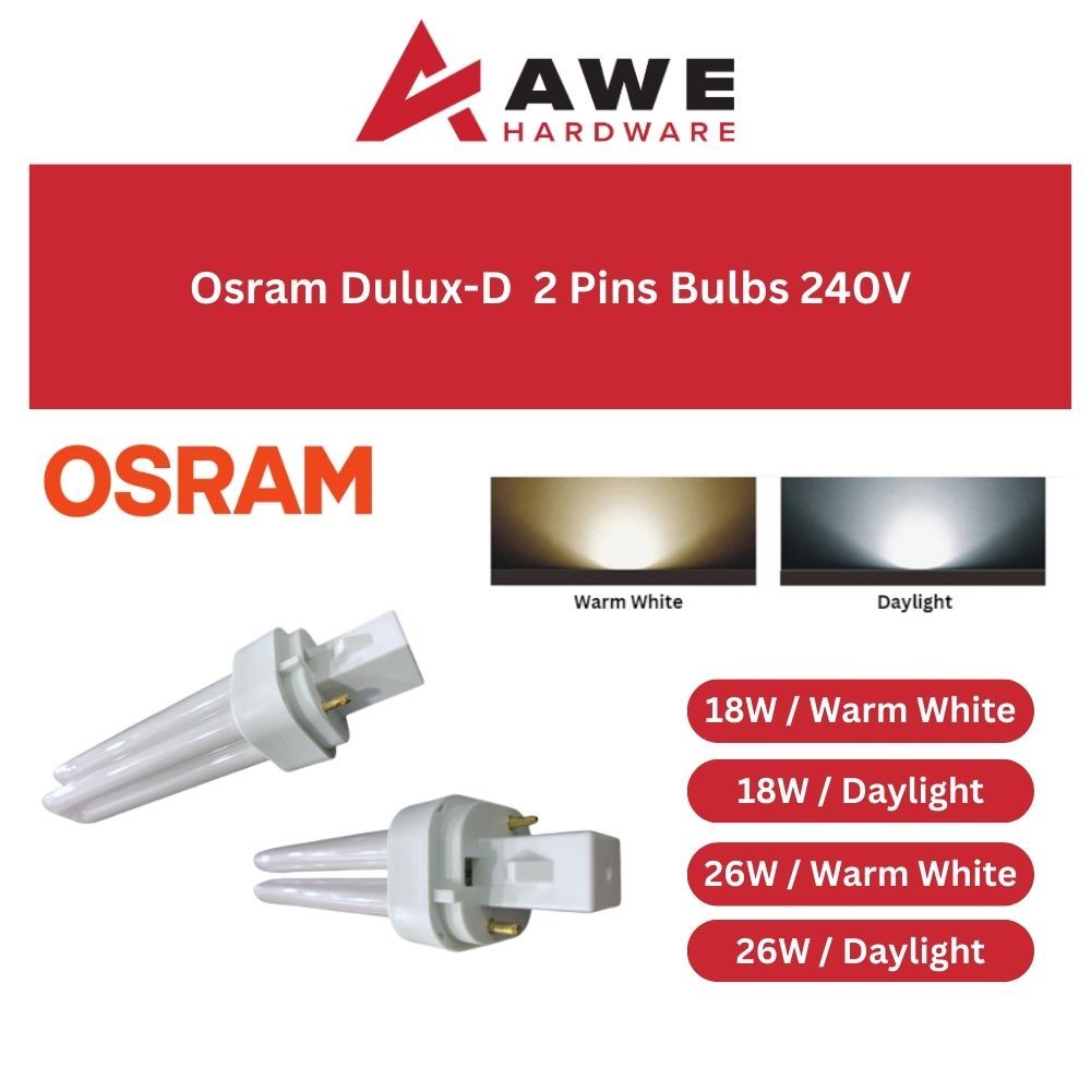 Osram Dulux-D 2 Pins 2P Bulbs 240V Warm White Daylight 18W 26W Light ...
