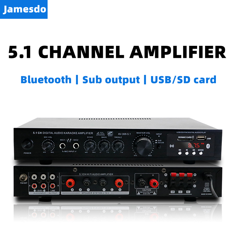 5.1 Channel Power Amplifier 5.0 Bluetooth Amp Karaoke Home Theater ...
