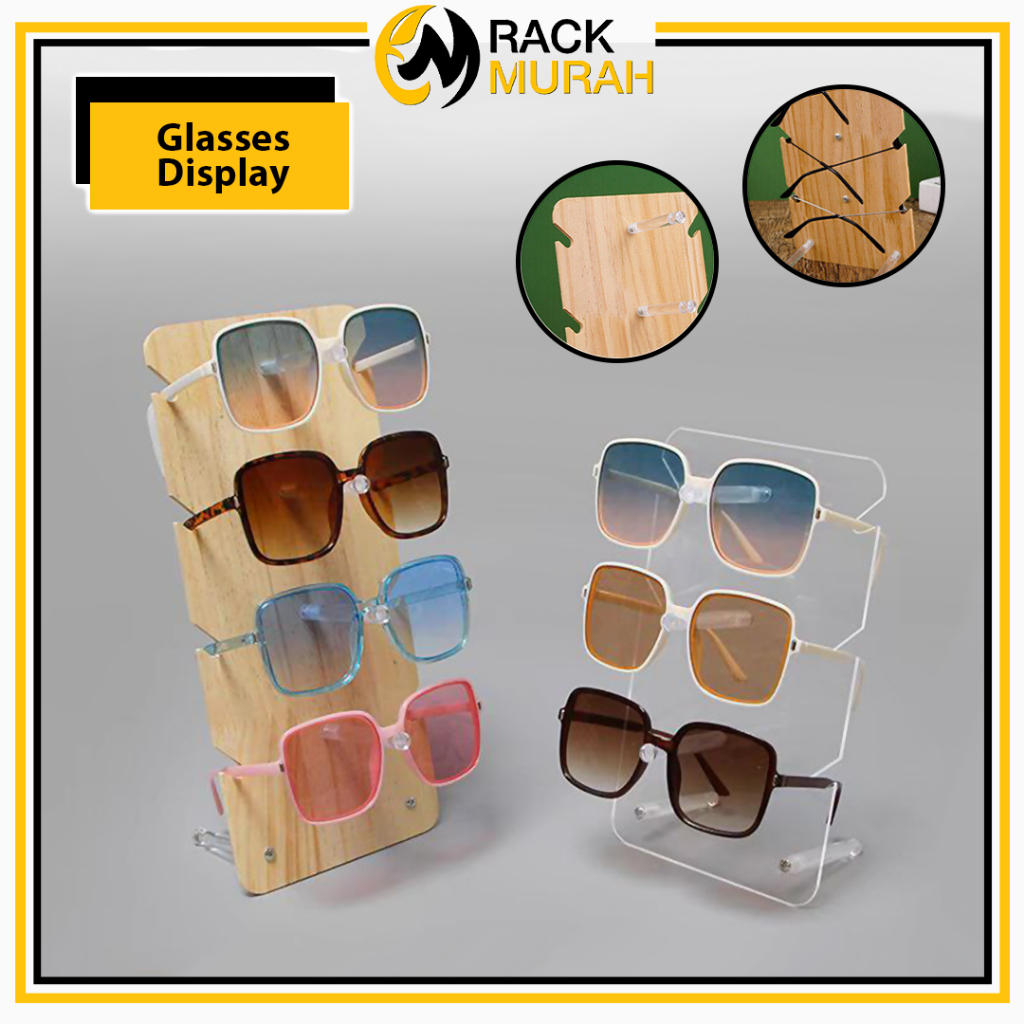 WOODEN AND ACRYLIC GLASSES DISPLAY STAND 4/5/6 TIERS GLASSES SPECTACLE ...