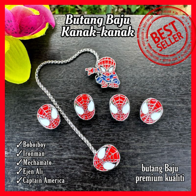 Butang Baju Melayu Raya Superhero Spiderman Superman Batman Iron Man ...