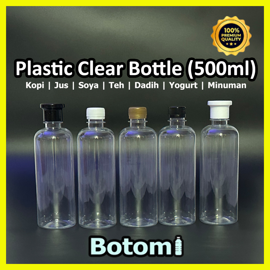 500ml empty water juice PET bottle clear transparent plastic air botol ...