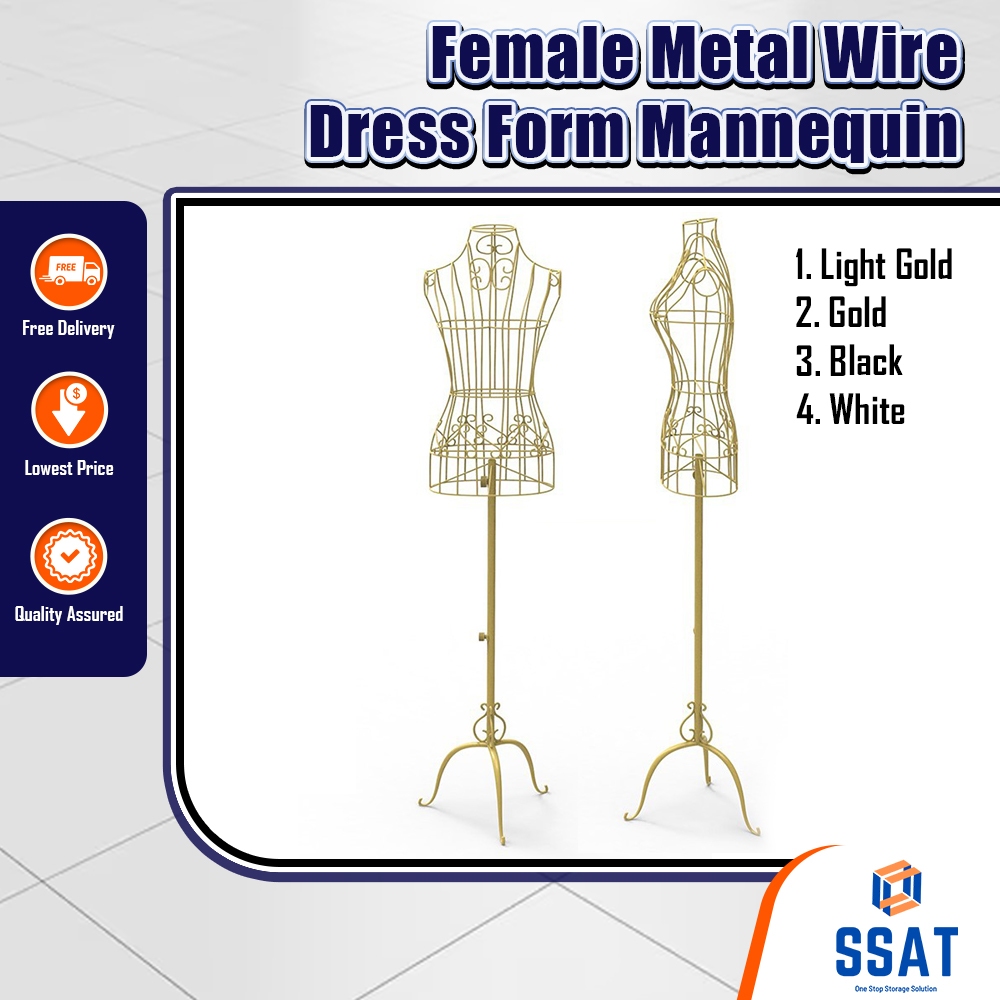 Female Metal Wire Dress Form Mannequin - Adjustable Height Wire Frame ...