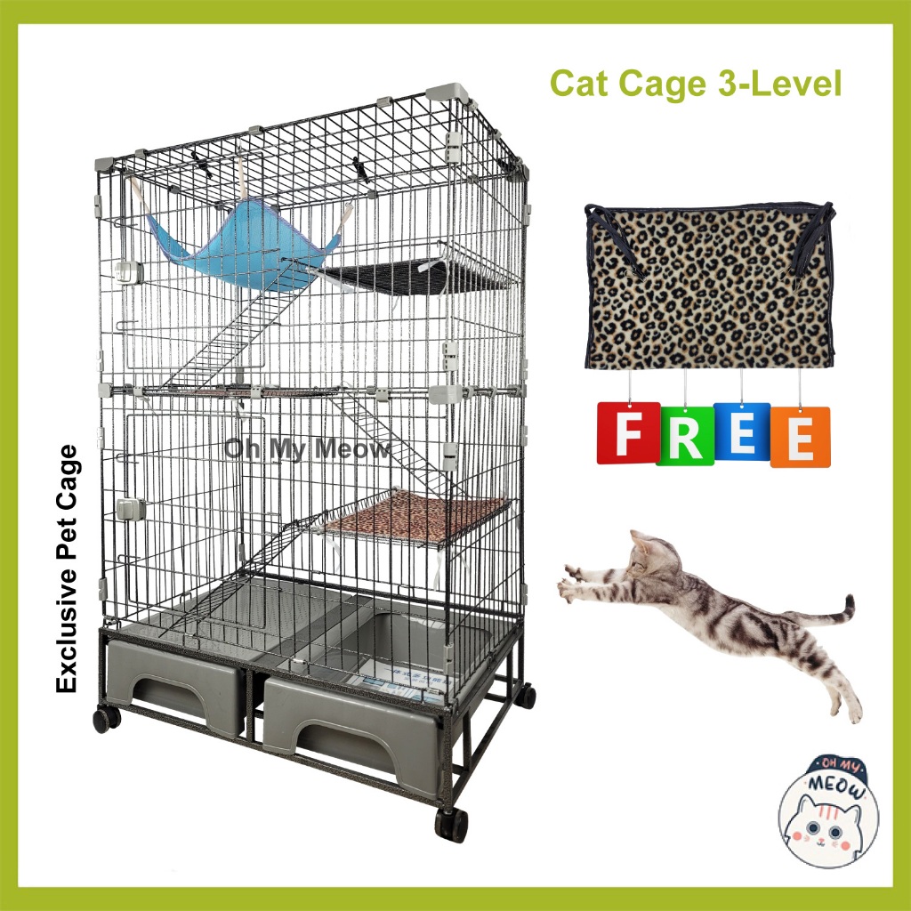 (2.8 Feet) 3 Level Cat Cage 3 Level Pet Cat Cage 3 Level Wide Liner Cat ...