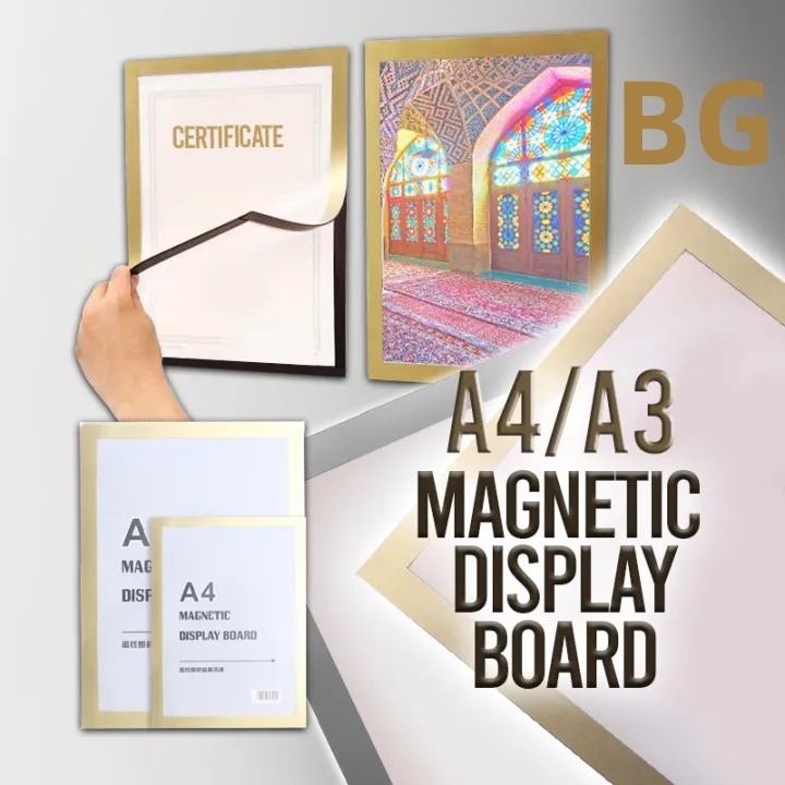 BG A4 Magnetic Display Board Photo Certificate Office Sticky Wall Frame Poster Sticky | Shopee ...