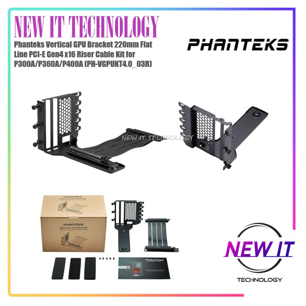 Phanteks Vertical GPU Bracket 220mm Flat Line PCI-E Gen4 x16 Riser ...