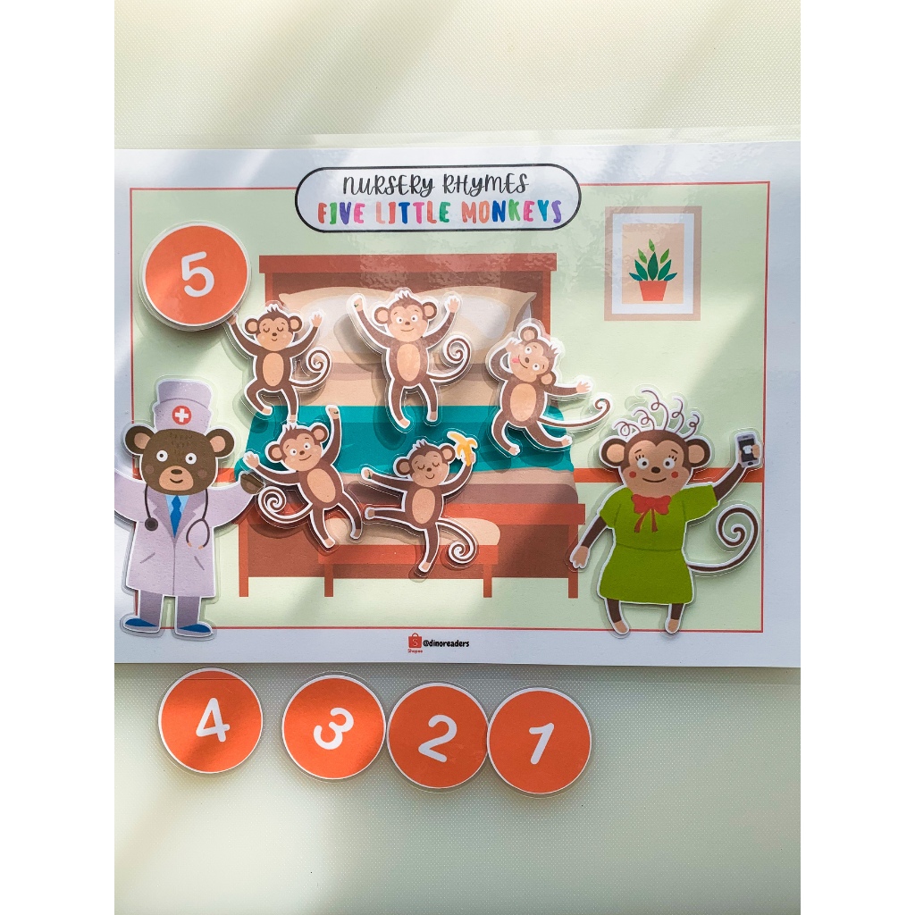 Kids Busy Book Five Little Monkeys Jumping on the Bed Nursery Rhymes ...