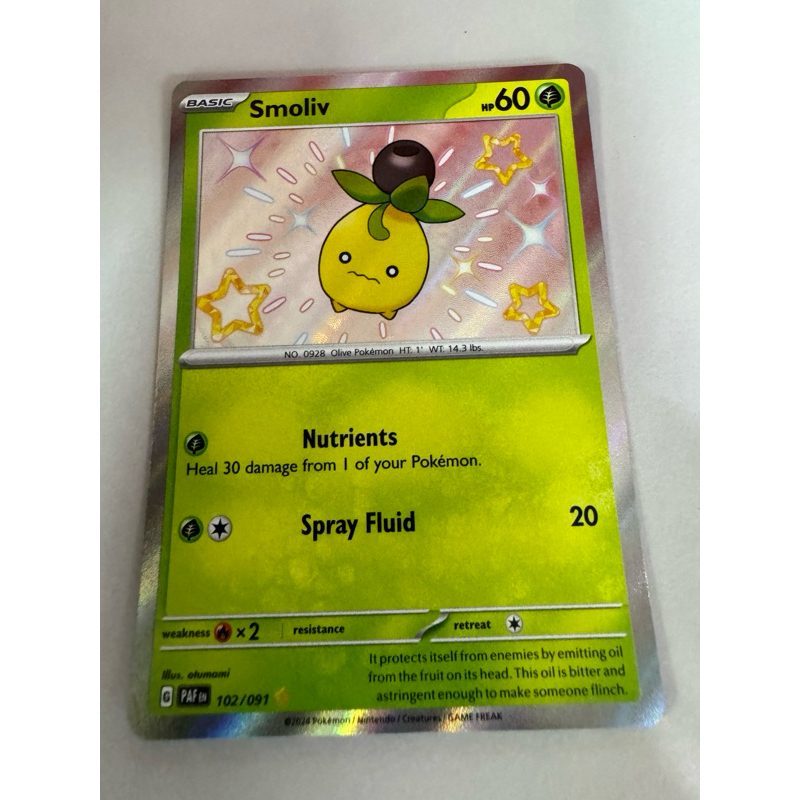 Grass type - Pokemon Card - Shiny Smoliv 102/091 | Shopee Philippines
