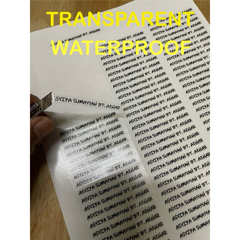 STICKER NAMA /Transparent /Matte/Glossy/Kraft LIght Brown/Pelajar ...