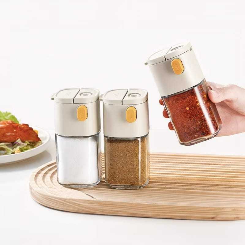 Salt Jar Push Quantitative Seasoning Bottle Container Salt Dispenser ...