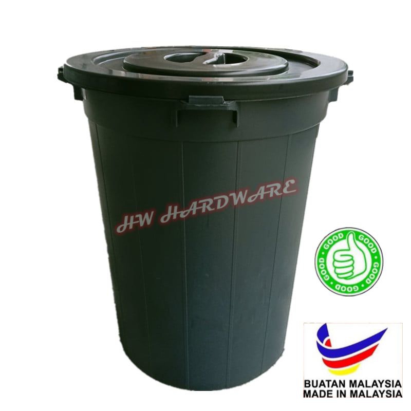 12 Gallon Tong Sampah PVC Garbage Dustbin with cover / Baldi/ Black Dustbin Pail/ Tong Sampah ...