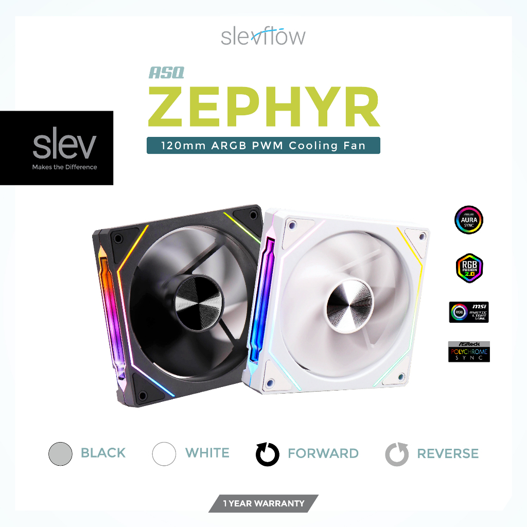 Slevflow ASQ Zephyr PWM aRGB 12cm Fan (Forward/Reverse) | Shopee ...