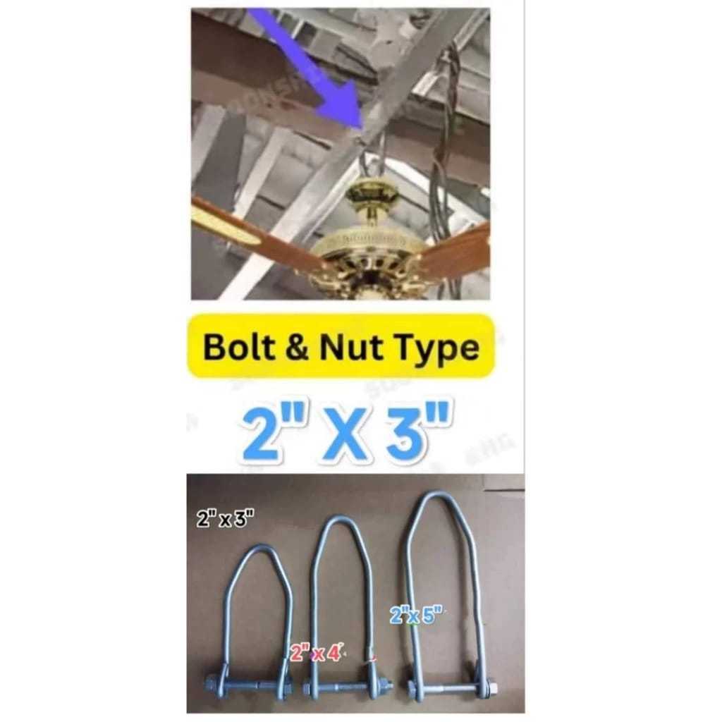 Ceiling Mount Metal Fan Hook U Type C/W Bolt & Nut Type Chromed Steel ...