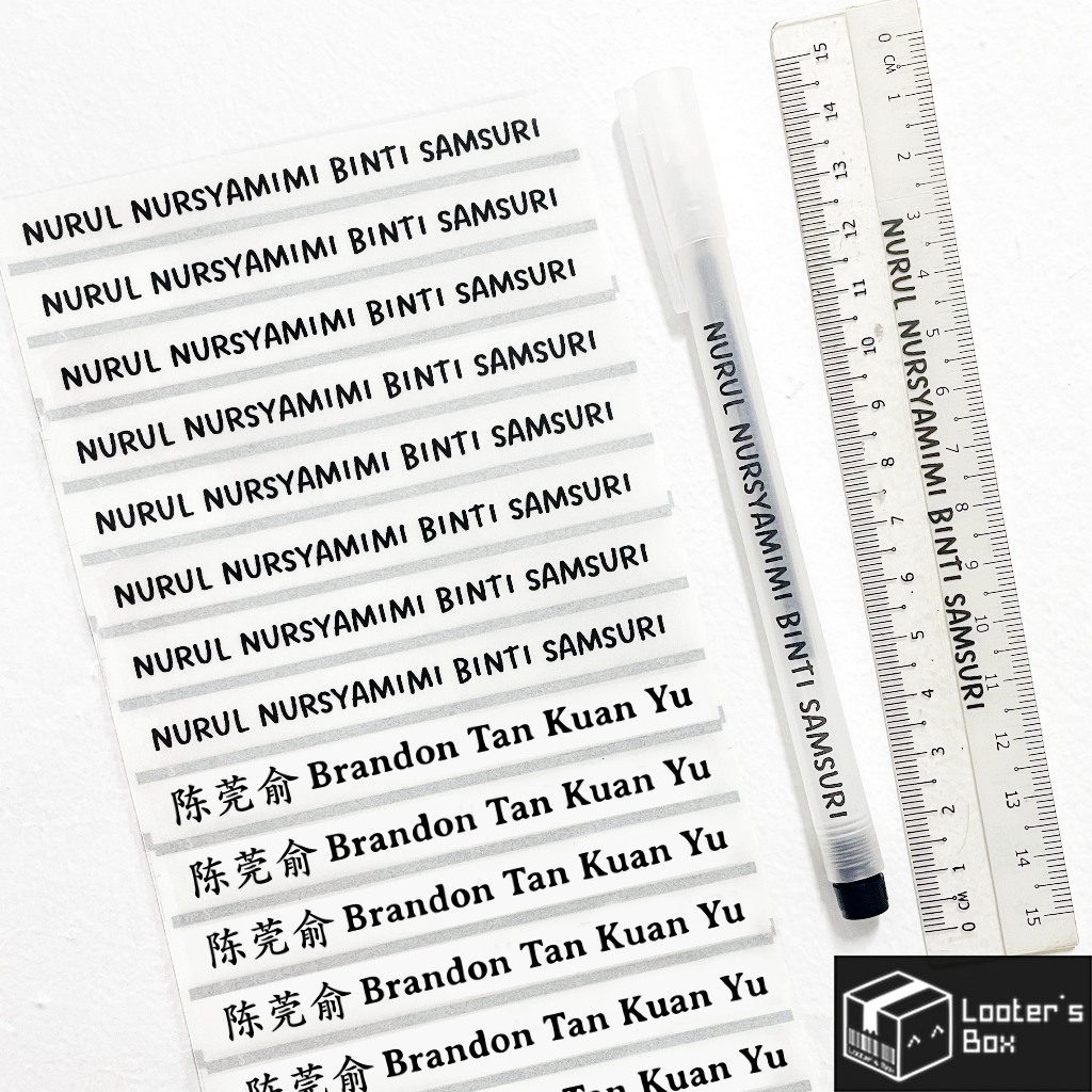 Custom Clear & White Long Name Waterproof Sticker Transparent Stiker ...