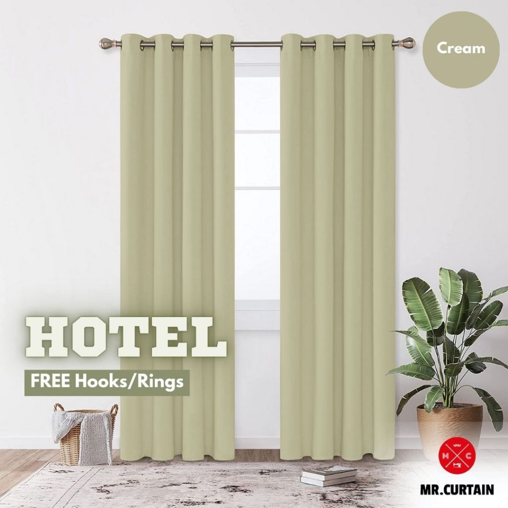 MR.CURTAIN Hotel Langsir Blackout Siap Jahit Plain Cangkuk & Ring ...
