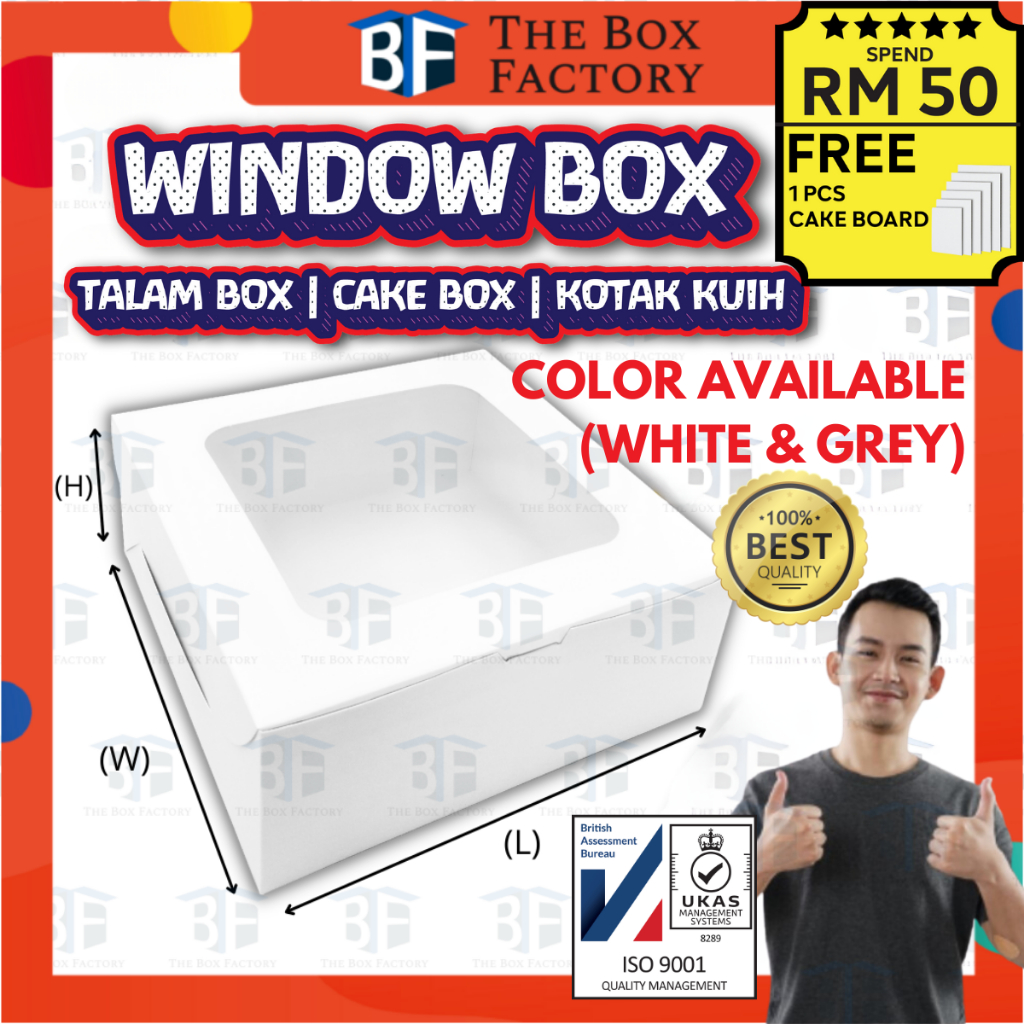 Window Cake Box Extra Thick Folding Box with Window Kotak Kuih Talam ...