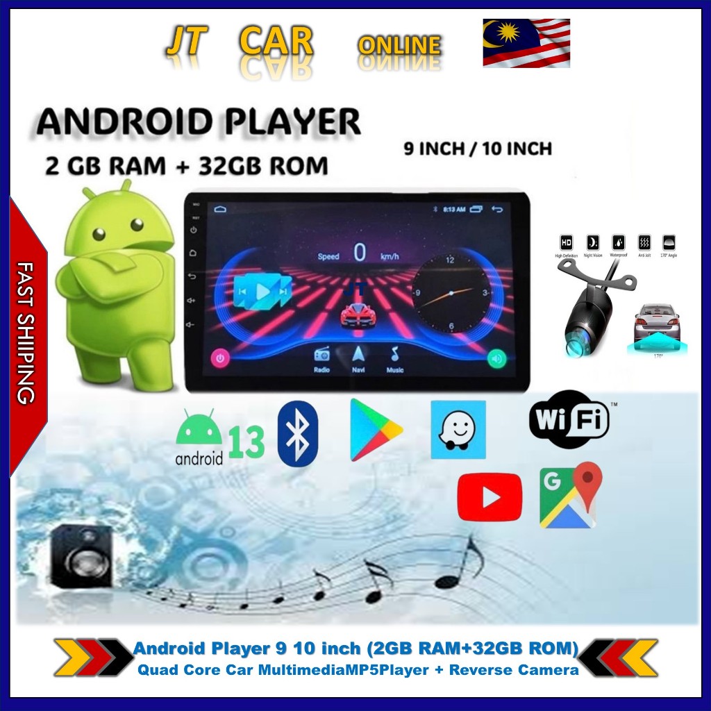 Android Player 9/10 inch (2GB RAM+32GB ROM) Quad Core Car Multimedia ...