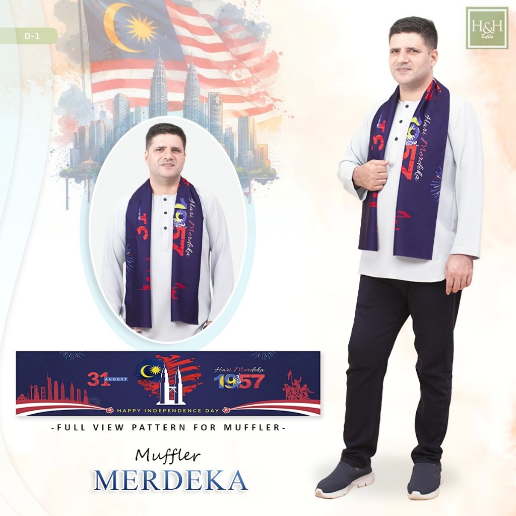 Merdeka 2024 Viral Stylish Muffler Scarf Merdeka for Adult Men By ...