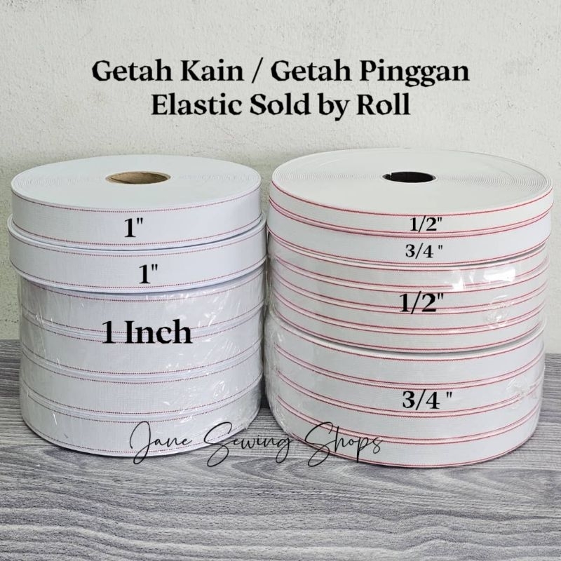 Getah Kain / Getah Pinggan (Line Merah) / Elastic Sold by Roll - 1/2 ...