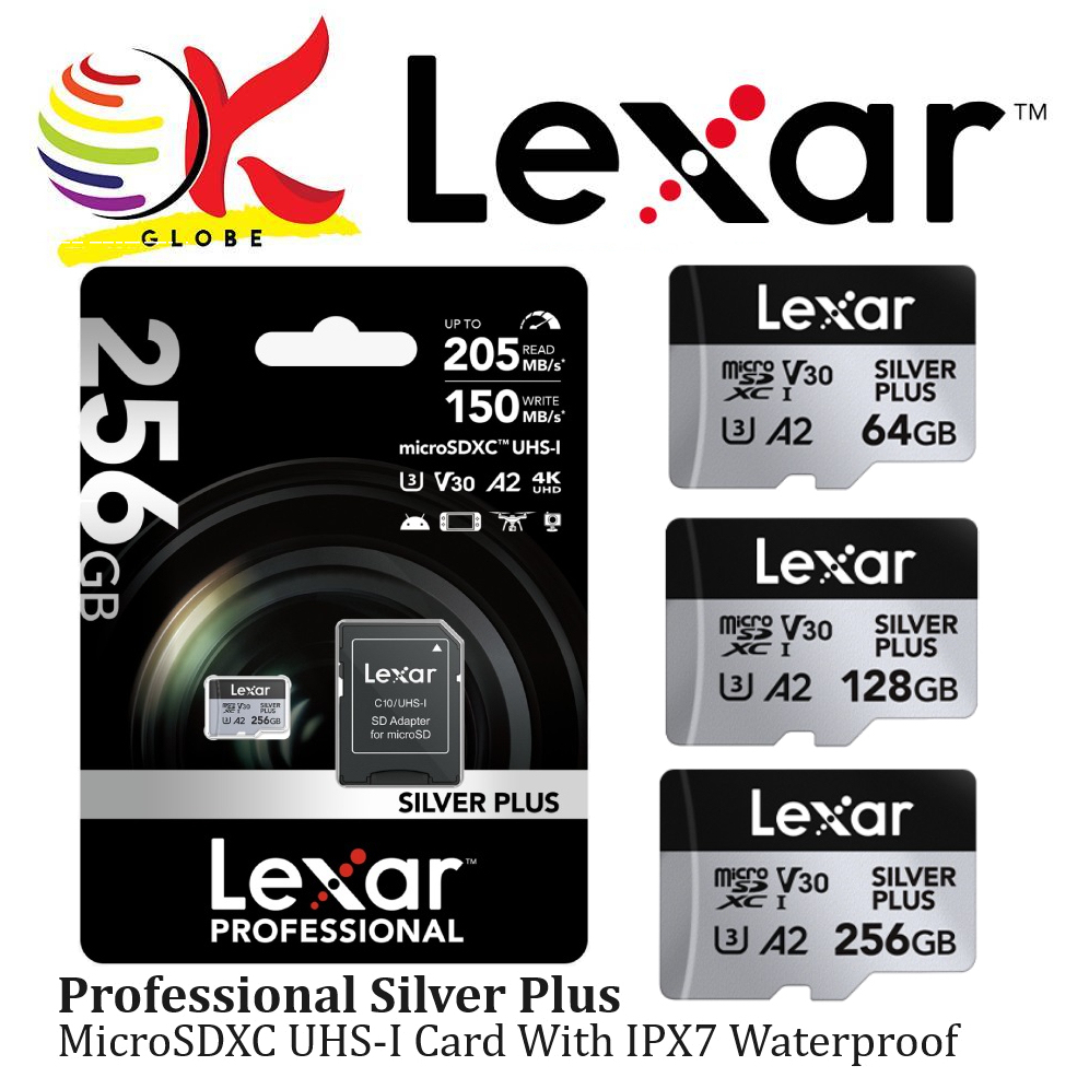 LEXAR PROFESSIONAL SILVER PLUS MICROSDXC UHS-I CARD 64GB /128GB /256GB ...