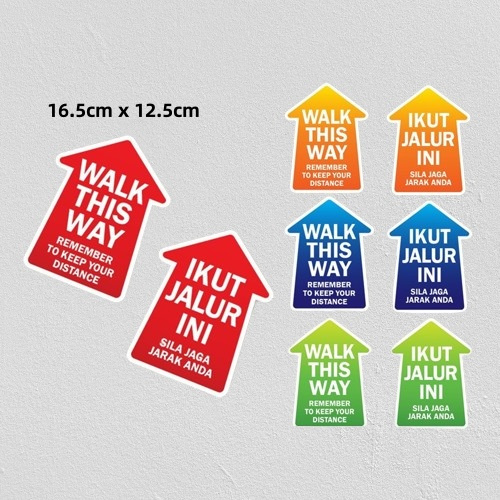 Direction Arrow Guide Sticker SOP Stiker Social Distancing Sign ...