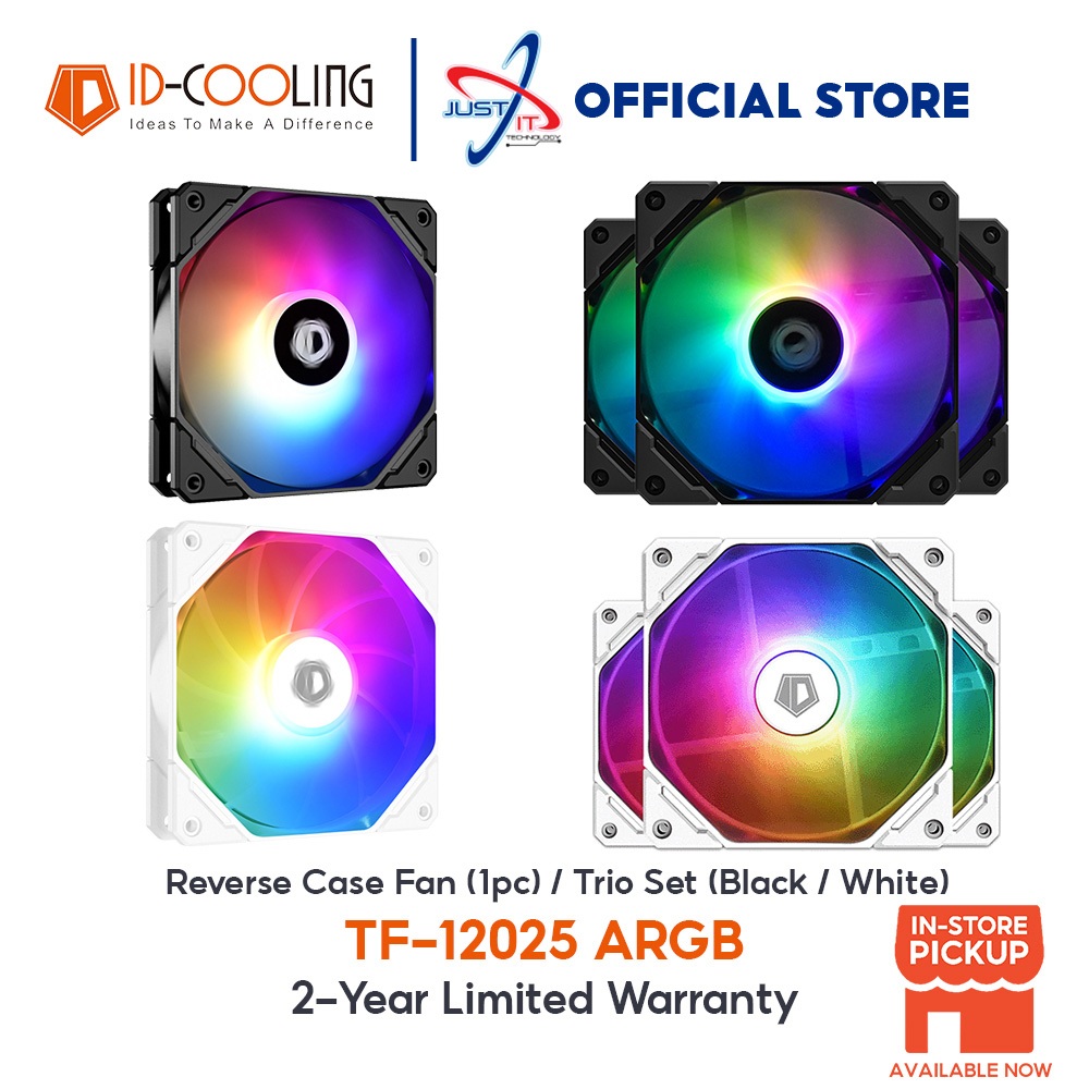 ID-COOLING TF-12025 ARGB REVERSE / TRIO CASE FAN SET - BLACK / SNOW | Shopee Philippines