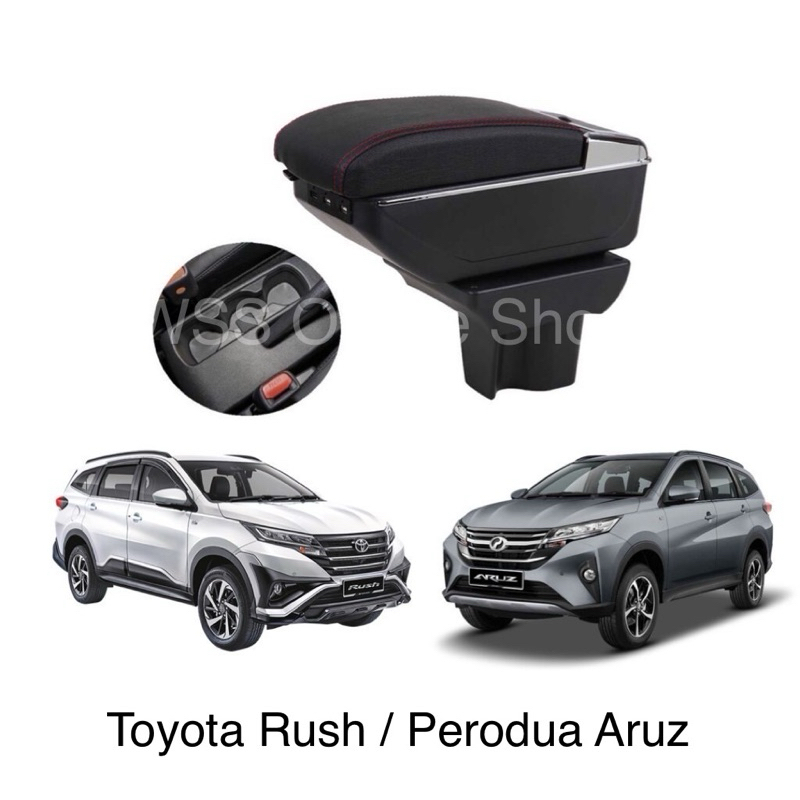 Arm Rest Console Box (Double Layer + USB Port) with Red Lining [Perodua ...