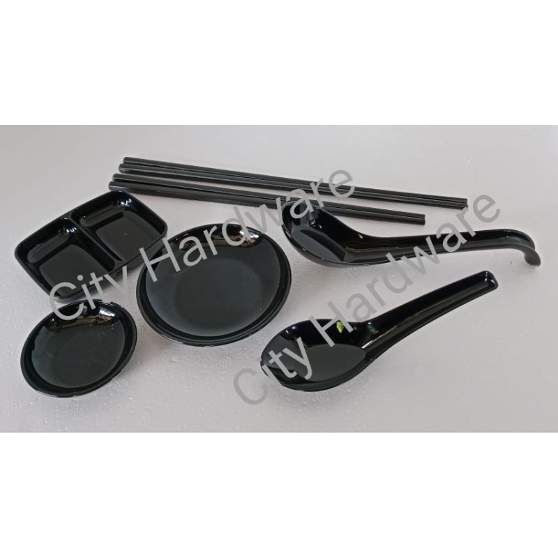 SWEET HOME Black Series AS Plastic Tableware/ Peralatan Makan Warna ...