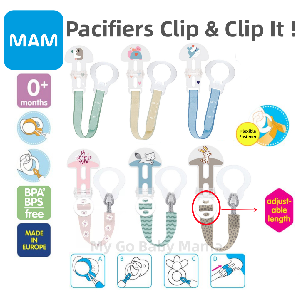 MAM Pacifier Clip & Clip It! Baby Pacifier Holder (0+ Months) | Shopee ...