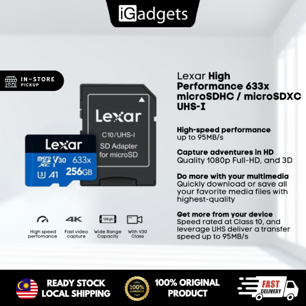 256gb Lexar Memory Card 100 MB/s Transfer 256GB SD Card + Adapter For ...